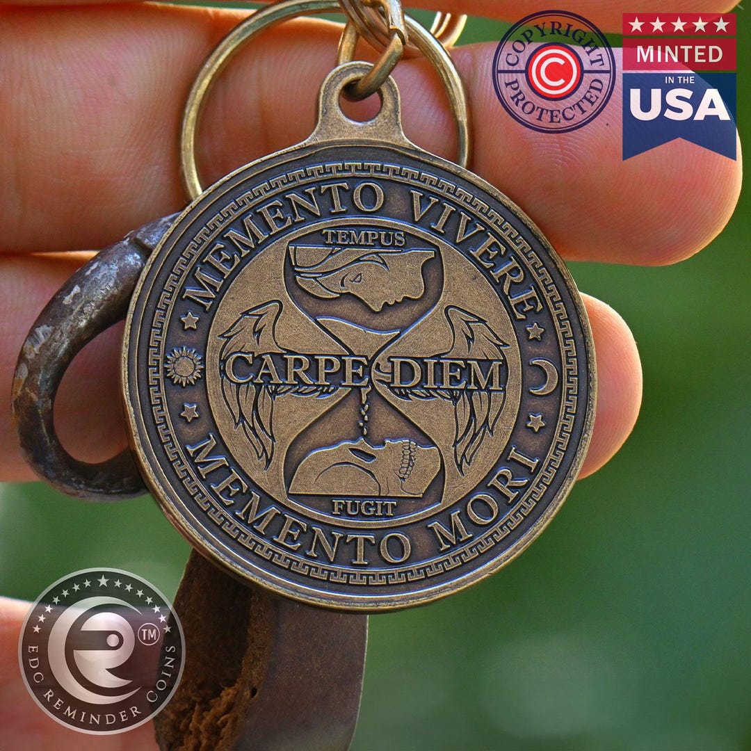 Carpe Diem Key Tag | Daily Stoic Coin | Memento Mori Key Tag ...