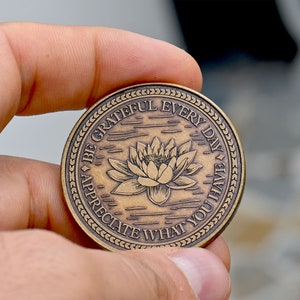 Gratitude Coin | EDC Reminder Coin Gift Best Friend | Grateful Self ...