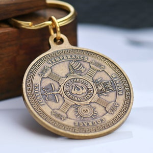 Stoic Virtues Key Tag Daily Stoic Philosophy Motivational Keychain ...
