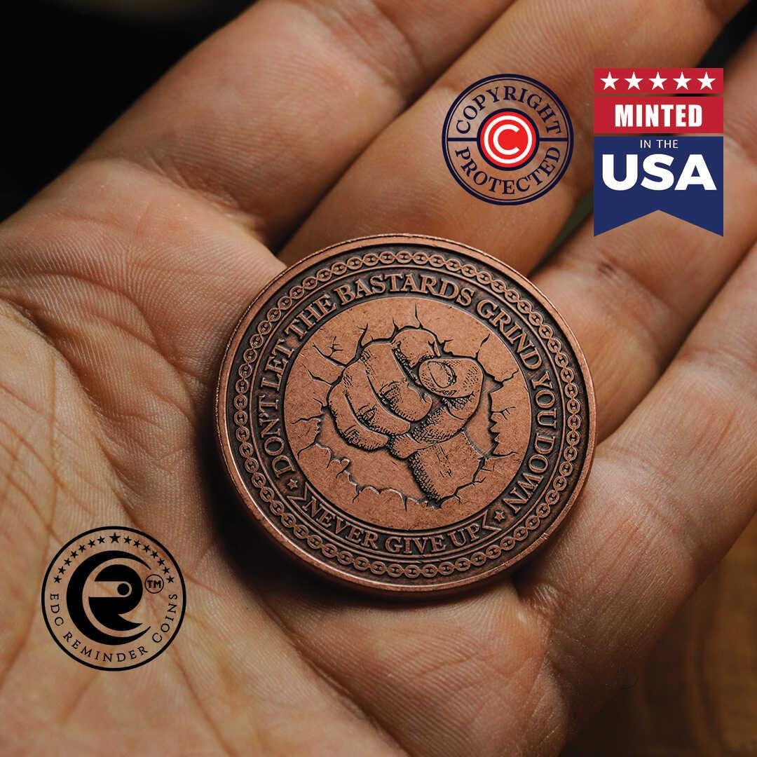 Never Give up Coin | EDC Reminder Challenge Coins | Inspirational ...