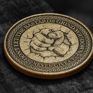 Never Give up Coin | EDC Reminder Coins | Daily Motivation Quote ...