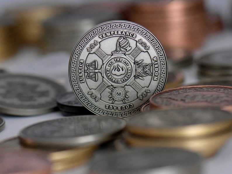 Stoic Virtues Coin Stoicism Stoic Philosophy Dailystoic - Etsy