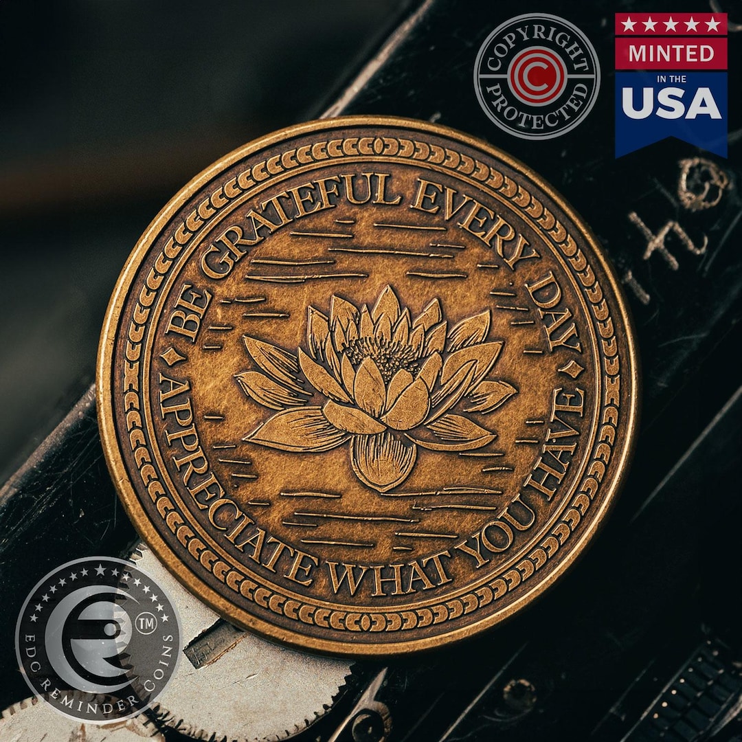 Gratitude Coin | EDC Reminder Coin Gift Best Friend | Grateful Self ...