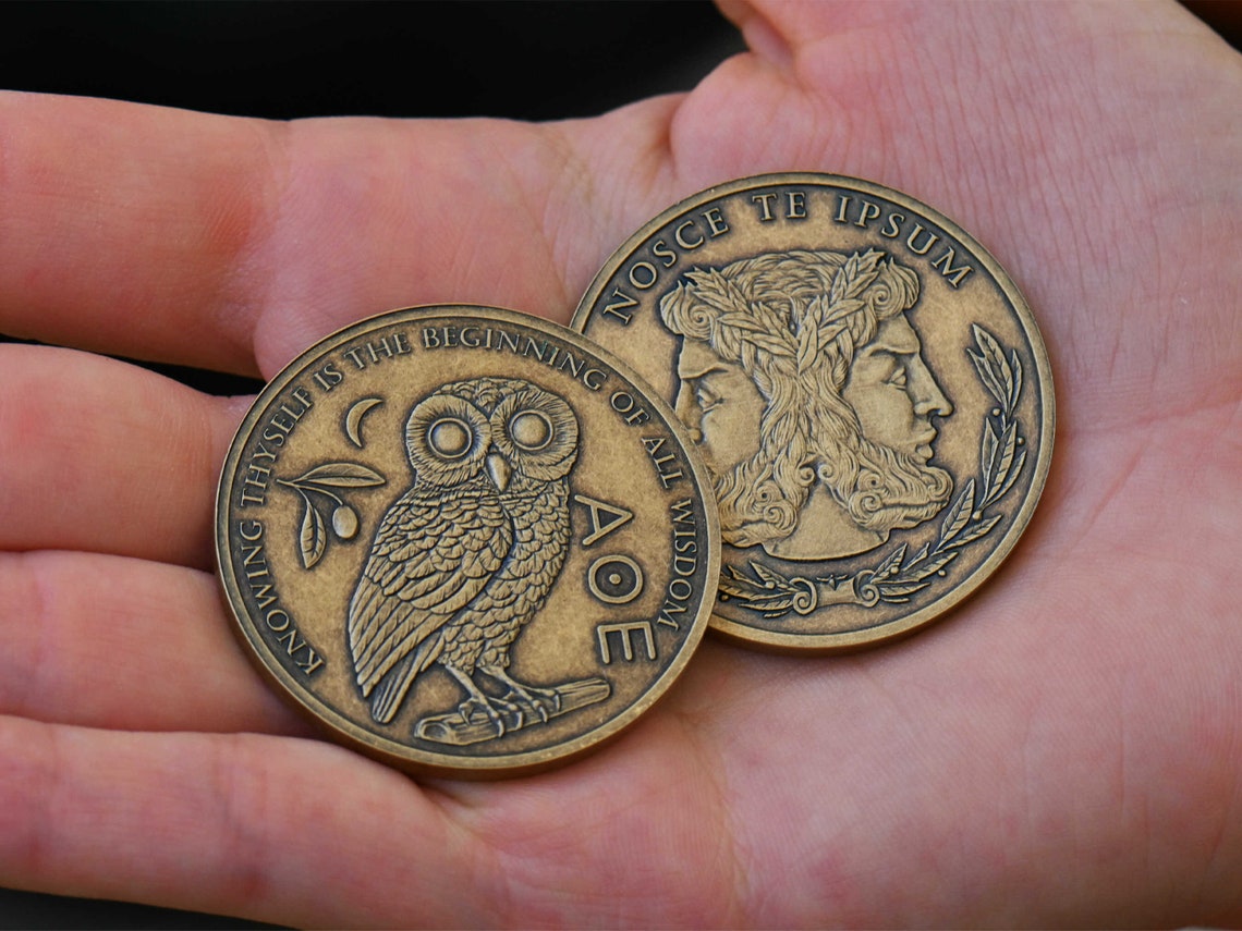 Know Thyself Coin | EDC Reminder Coins | Brass Challenge Coins | Daily ...
