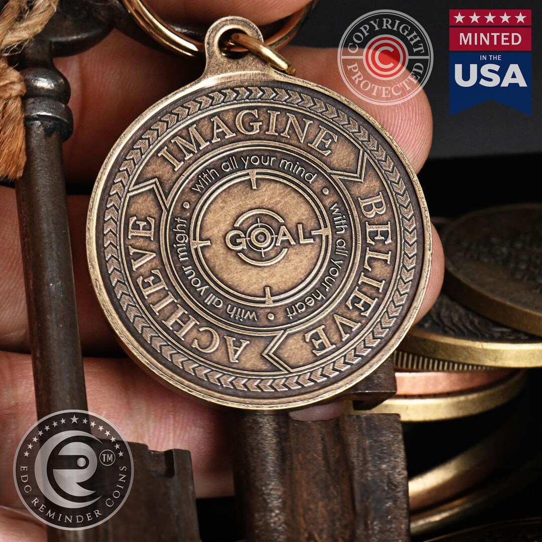 Goal Achiever Key Tag | EDC Reminder Coins | Everyday Carry Brass Key ...