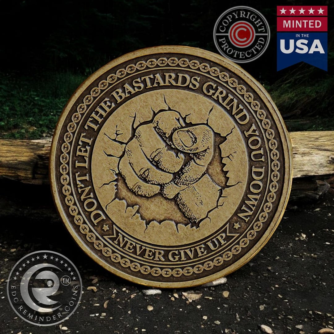 Never Give up Coin | EDC Reminder Coins | Daily Motivation Quote ...