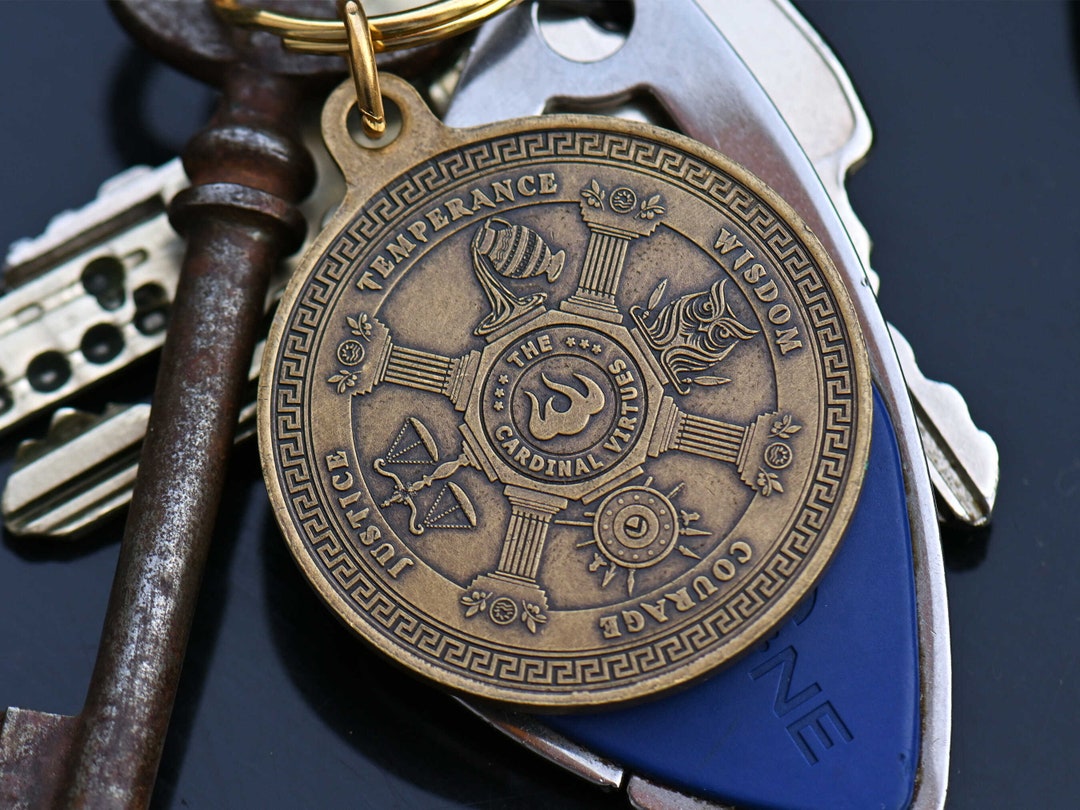 Stoic Virtues Key Tag Daily Stoic Philosophy Motivational Keychain ...