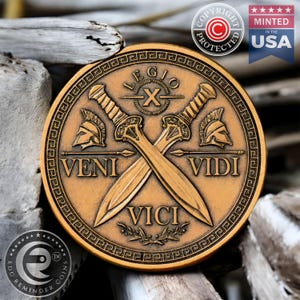 Veni Vidi Vici Coin | EDC Reminder Coins | Julius Cesar Quote Medallion ...