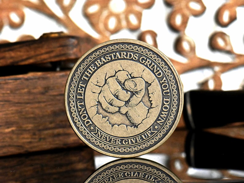 Never Give up Coin | EDC Reminder Coins | Daily Motivation Quote ...