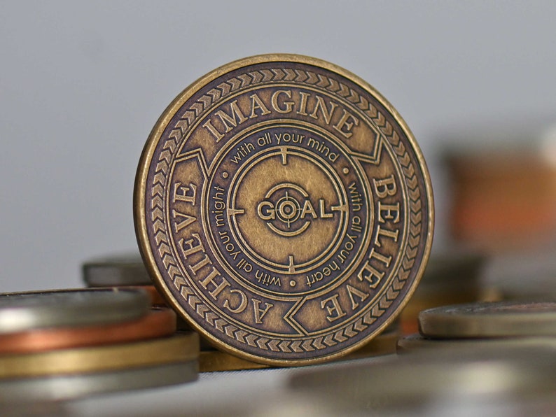 Goal Achiever Coin | EDC Reminder Coins | Everyday Carry Brass ...
