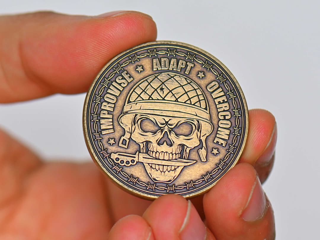 Improvise Adapt Overcome Coin EDC Reminder Coins Everyday Carry Brass ...
