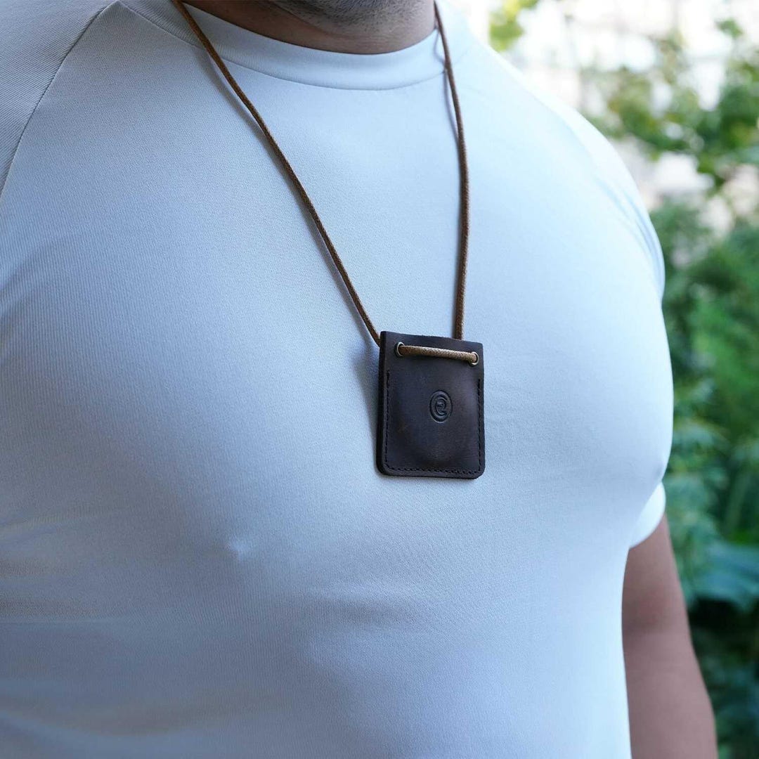 Leather Coin Holder Necklace | EDC Reminder Coins | Leather EDC Double ...