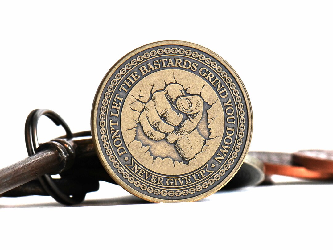 Never Give up Coin EDC Reminder Coins Daily Motivation Quote Medallion ...