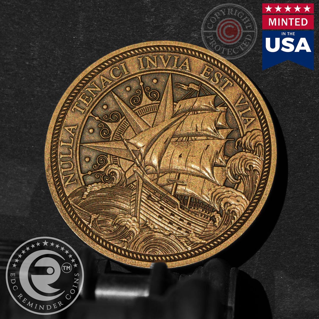 Tenacity Coin | EDC Reminder Coins | Latin Quote Medallion | Gift for ...