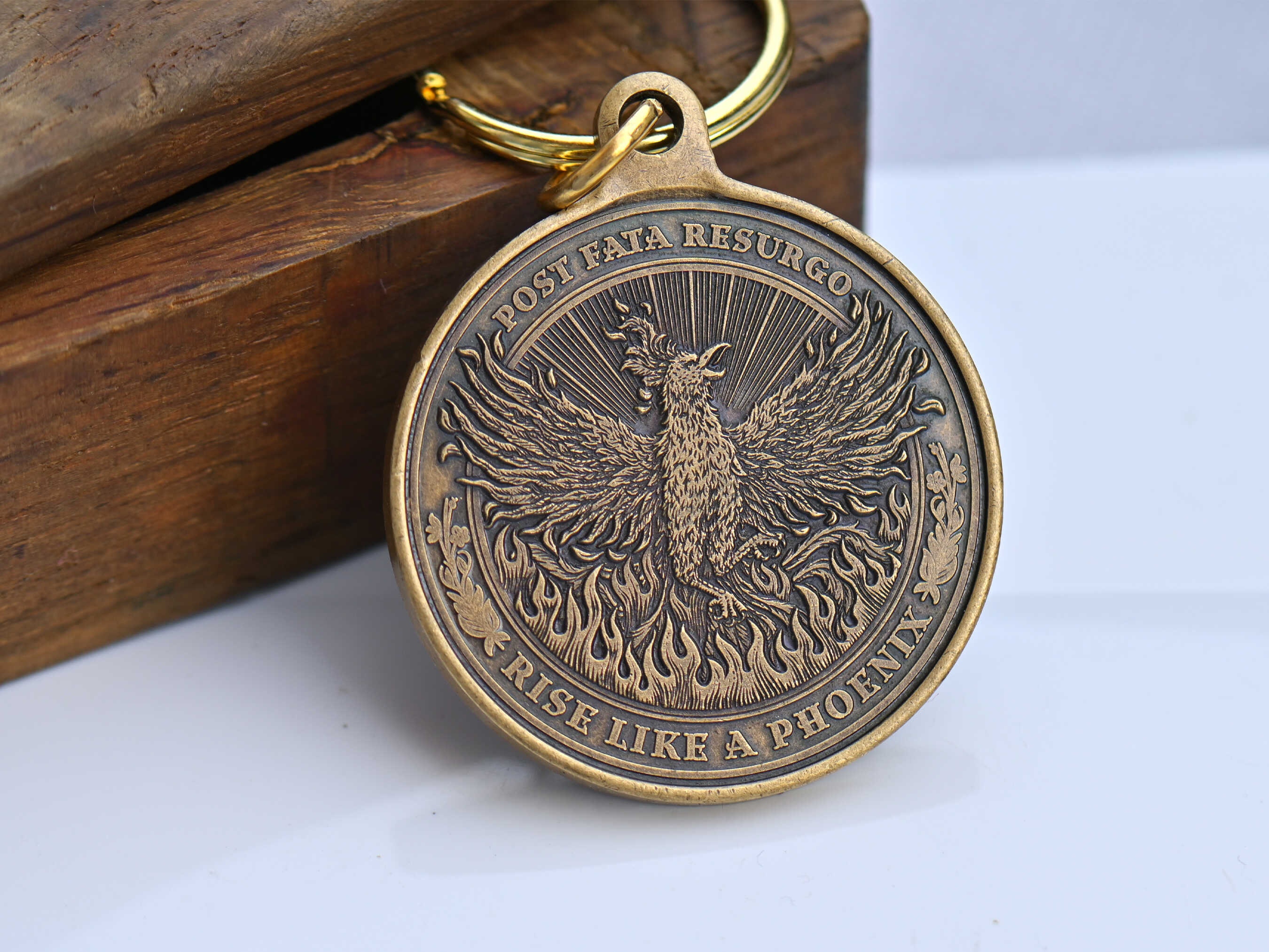 Phoenix Key Tag Post Fata Resurgo Rise Like a Phoenix EDC - Etsy