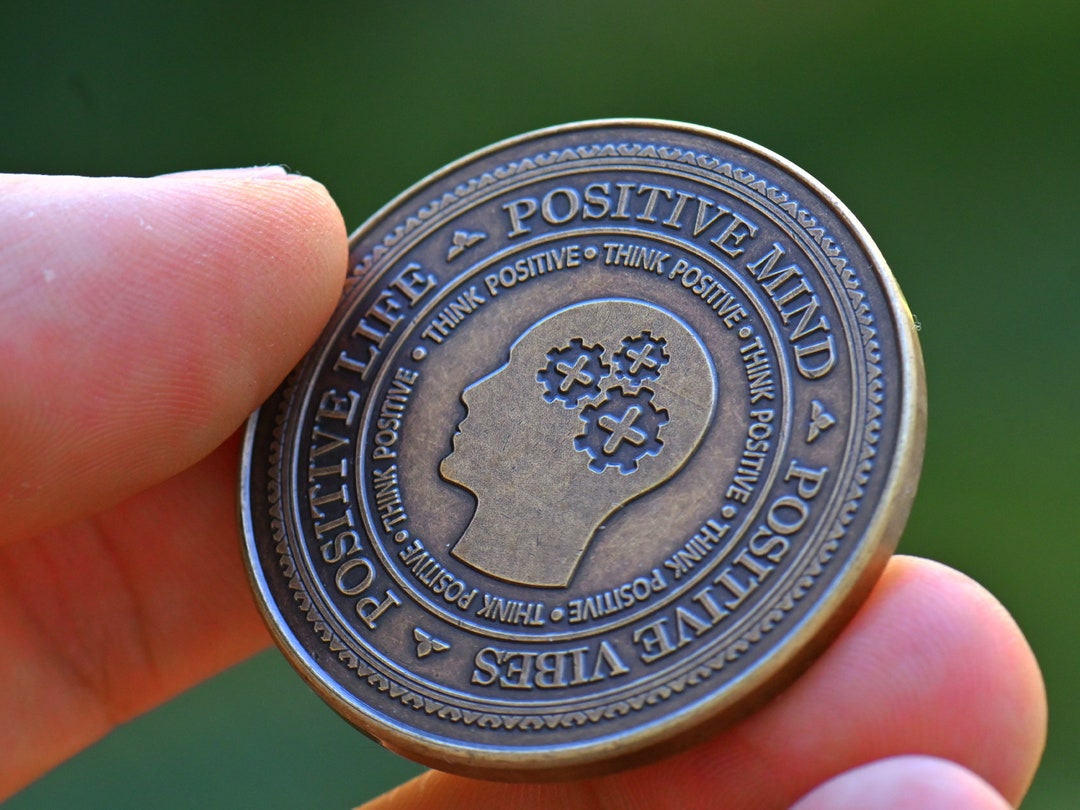 Think Positive Positivity Pocket Token Coin Mindset Motivational Quotes ...