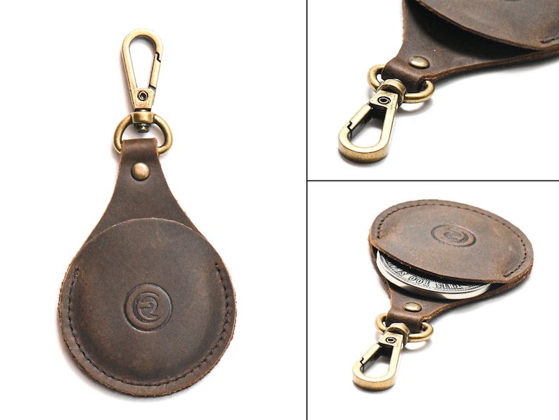 Coin Holder Leather Key Tag | Coin Slip Key Tag | Leather Coin Case ...