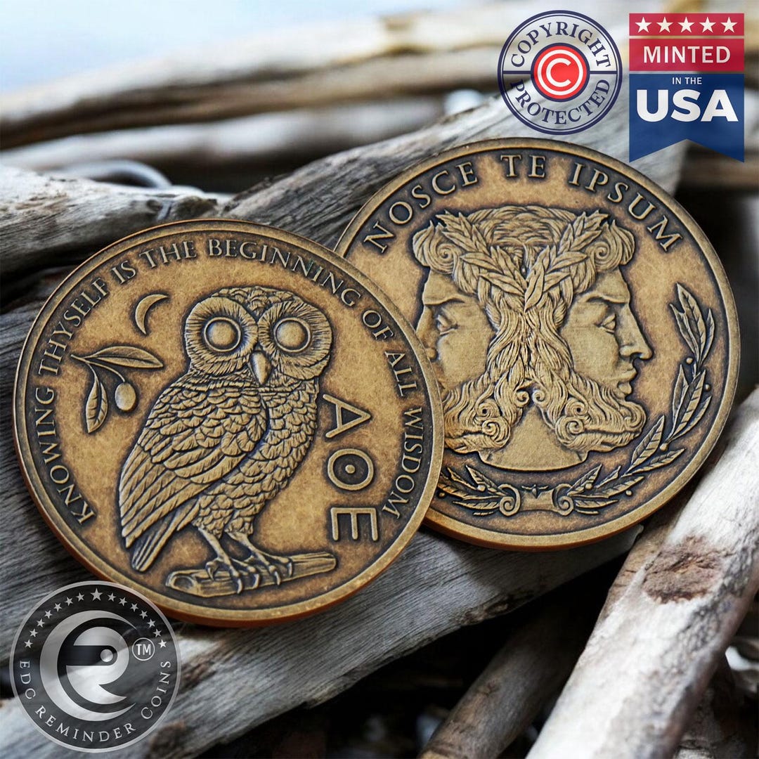 Know Thyself Coin | EDC Reminder Coins | Brass Challenge Coins | Daily ...