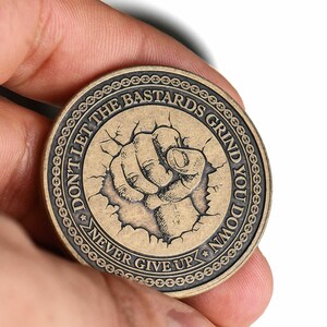 Never Give up Coin | EDC Reminder Coins | Daily Motivation Quote ...
