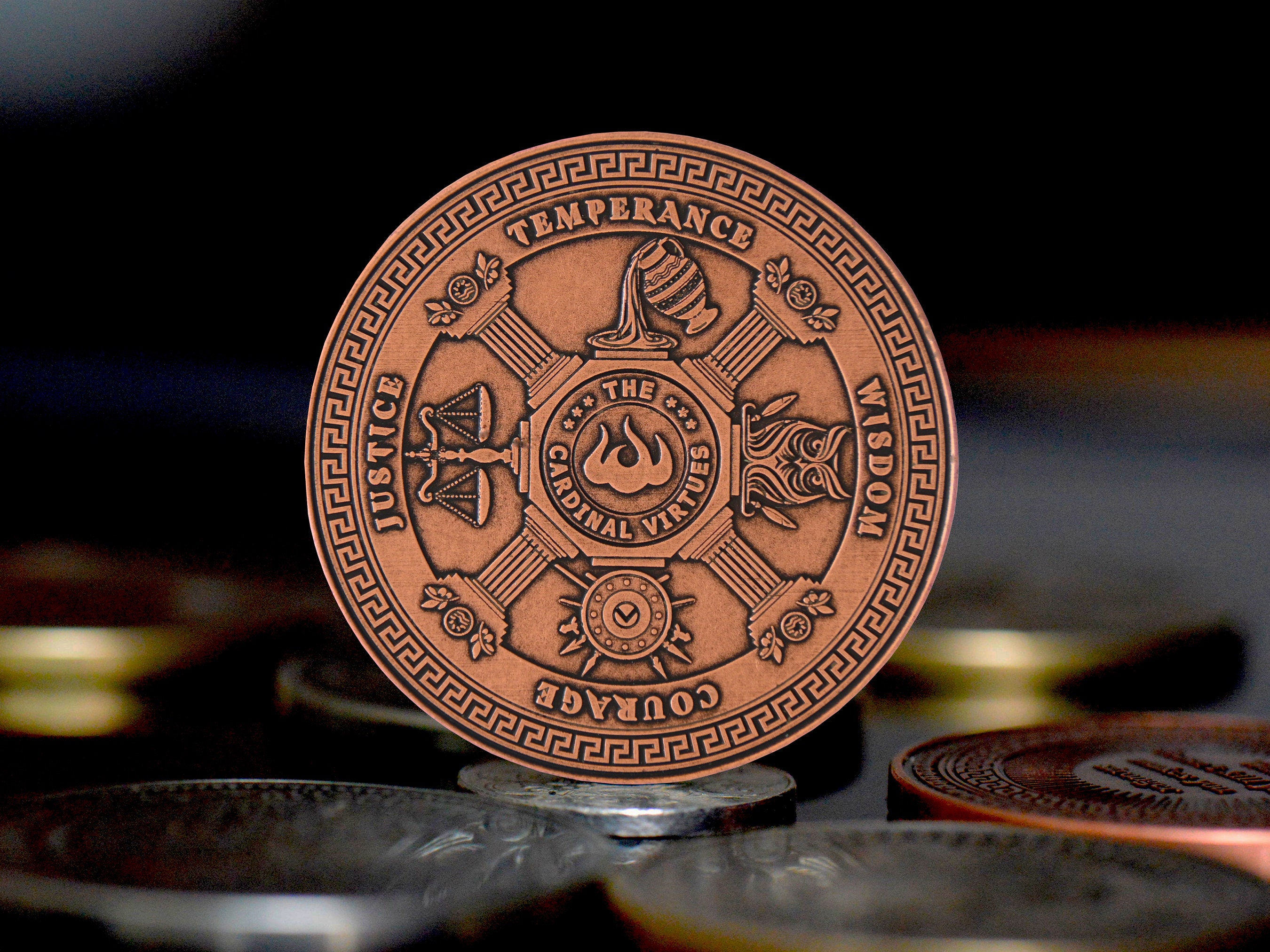 Stoic Virtues Coin Stoicism Philosophy Stoic Philosophy | Etsy