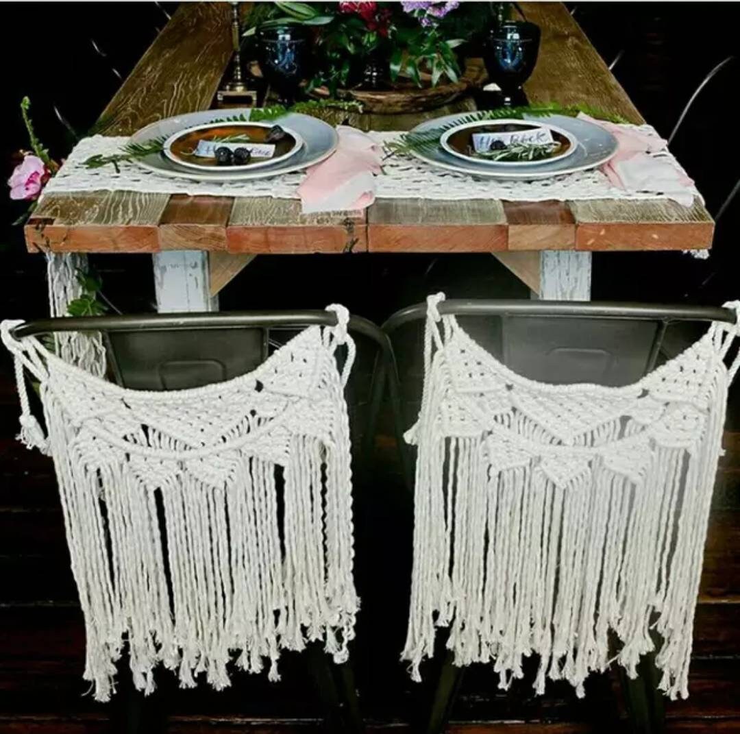 Macrame Chair Back SET 2, Macrame Wedding Chair Cover, Bridal Shower ...