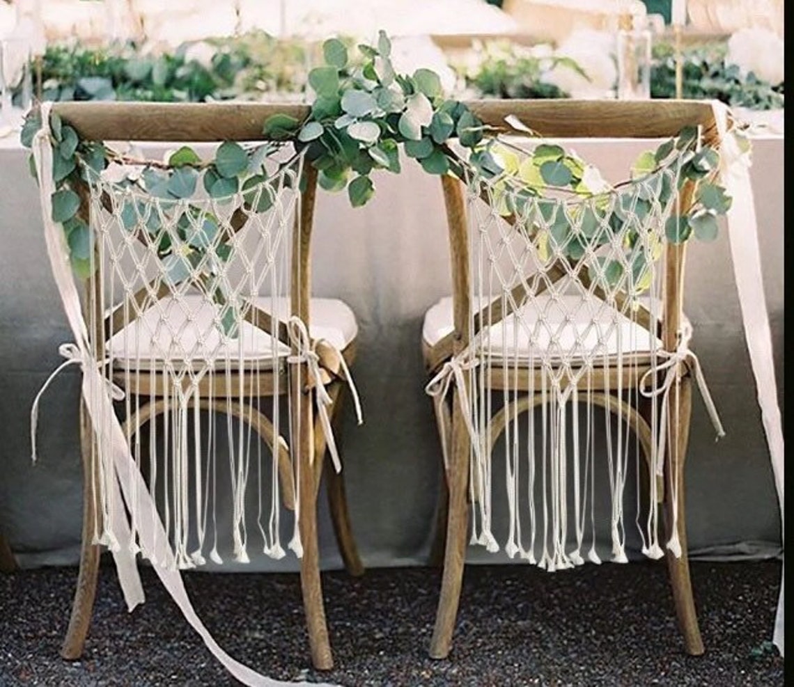 Two Macrame Chair Backs, Wedding Chair Back, Decor Bohemian, Wedding ...