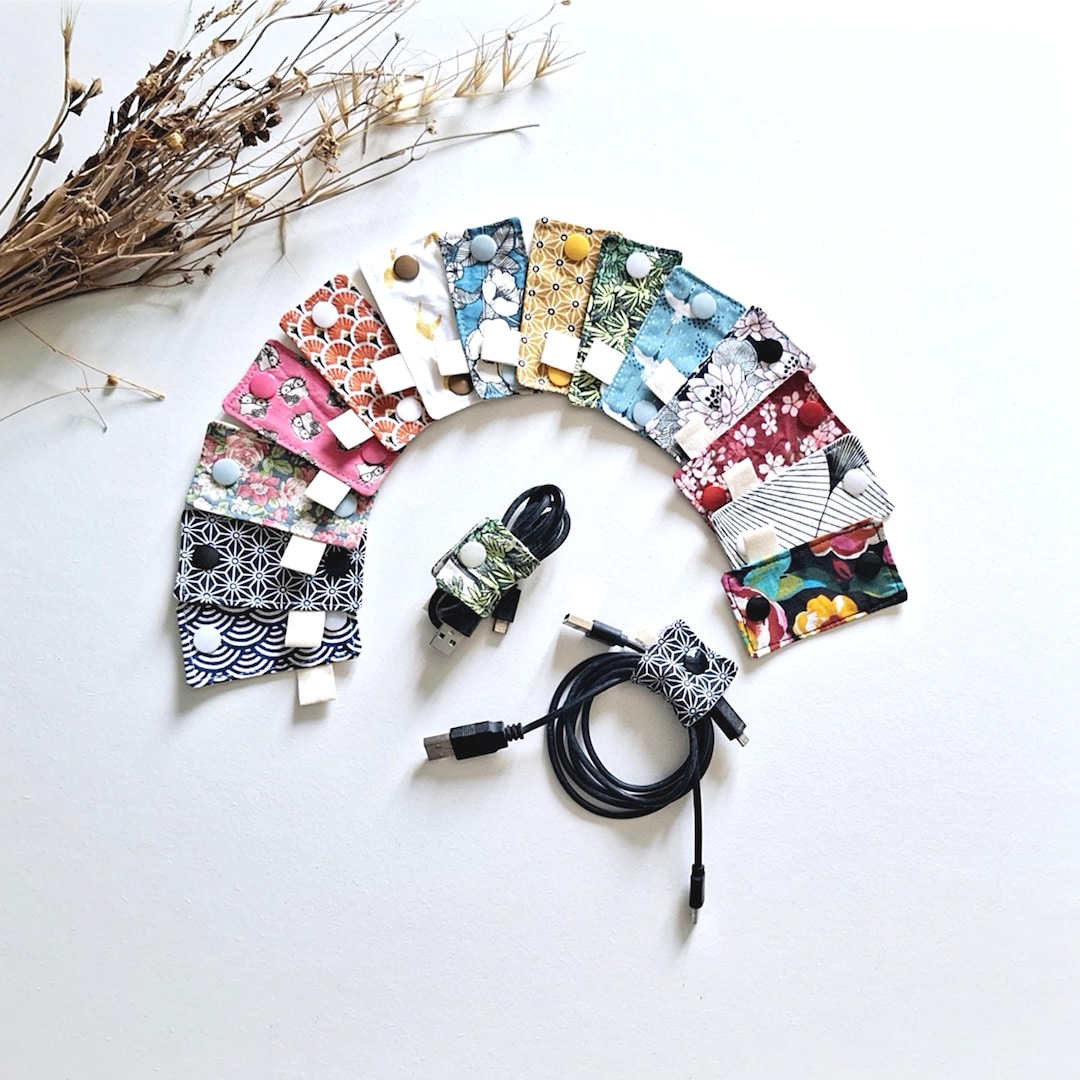 Handmade Cotton Cable Tidy: USB Cord Organizer, Phone Charger Tie ...