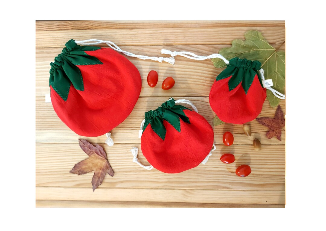 Tomato Pouch, Cute Cotton Pouch, Vegetable Pouch, Tomato Bag, Cotton ...