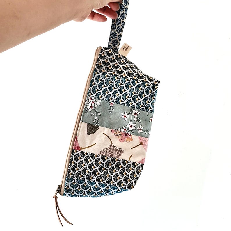 Handmade Floral Cotton Patchwork Pouch: Japanese Fans Unique Cosmetic ...