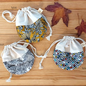 Round Pouch Jewellery Bag Sac Pochon Medium Handmade Cotton Fabric ...
