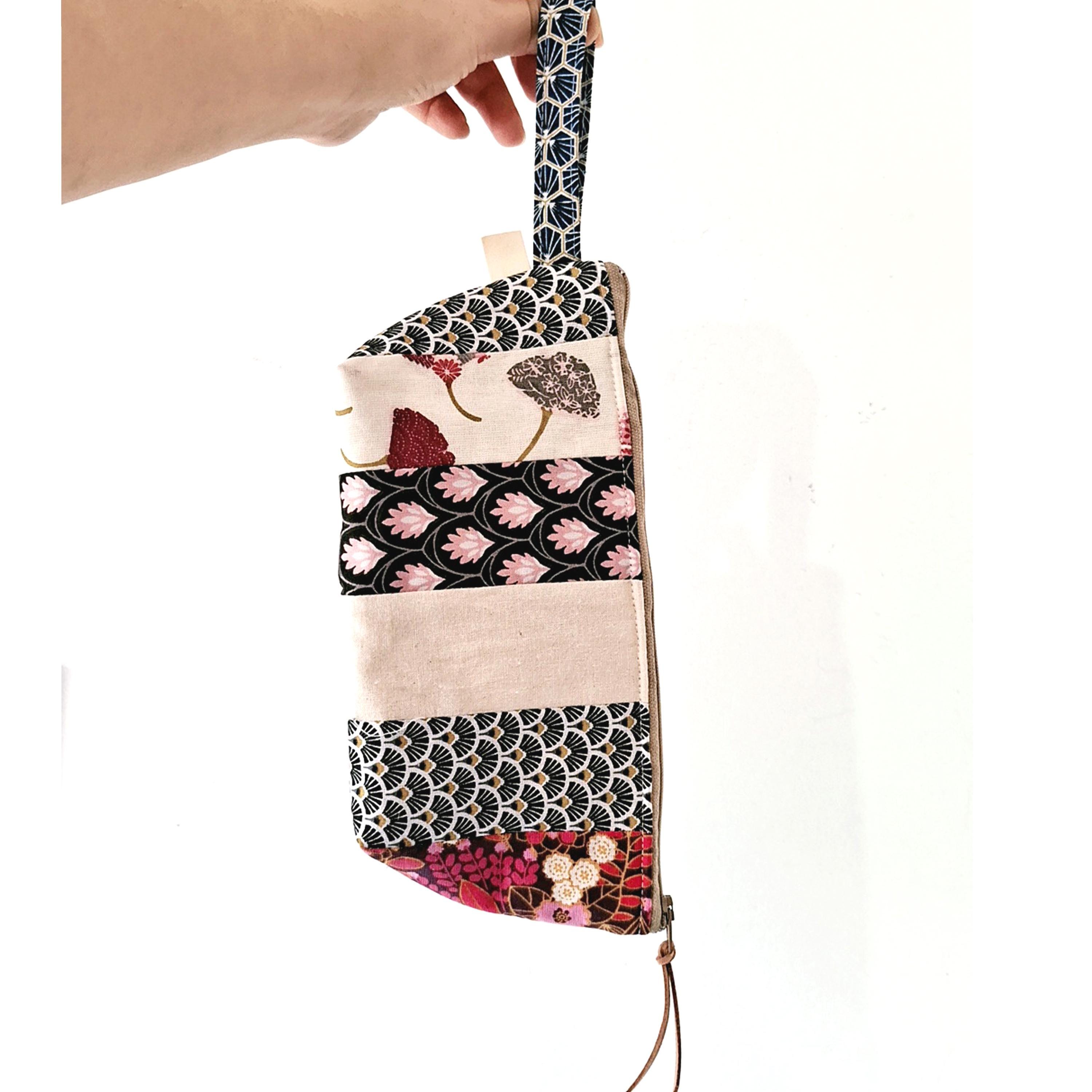 Handmade Floral Cotton Patchwork Pouch: Japanese Fans Unique Cosmetic ...