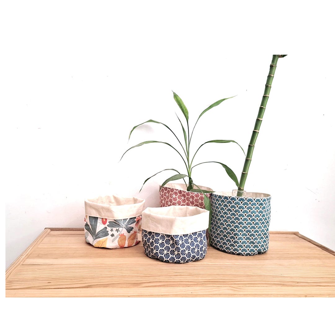 Handmade Reversible Cotton Basket, Planter, Pot Cover, Indoor Plant Pot ...