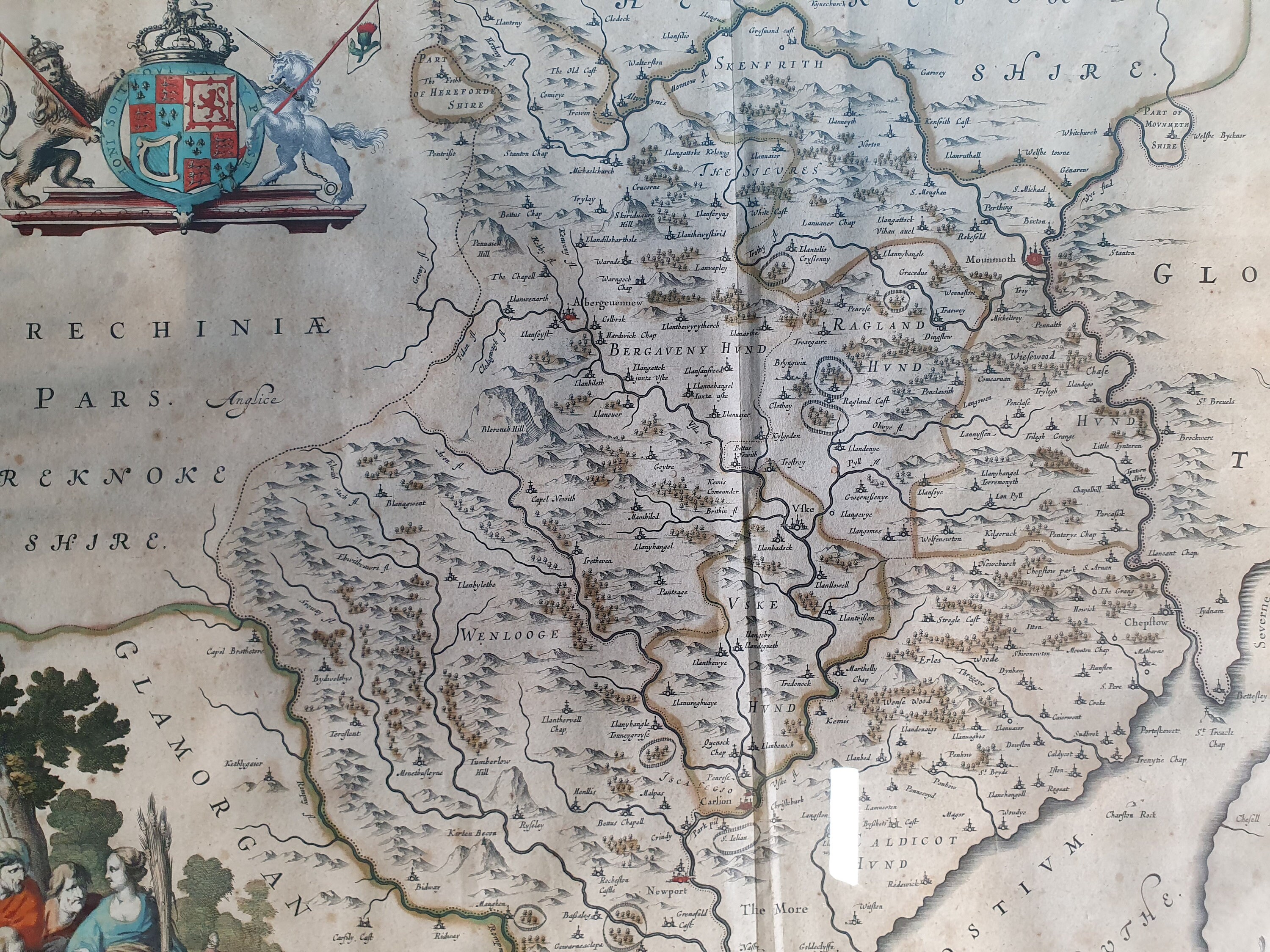 17th-century Hand Coloured Map of Monmouth Shire - Etsy