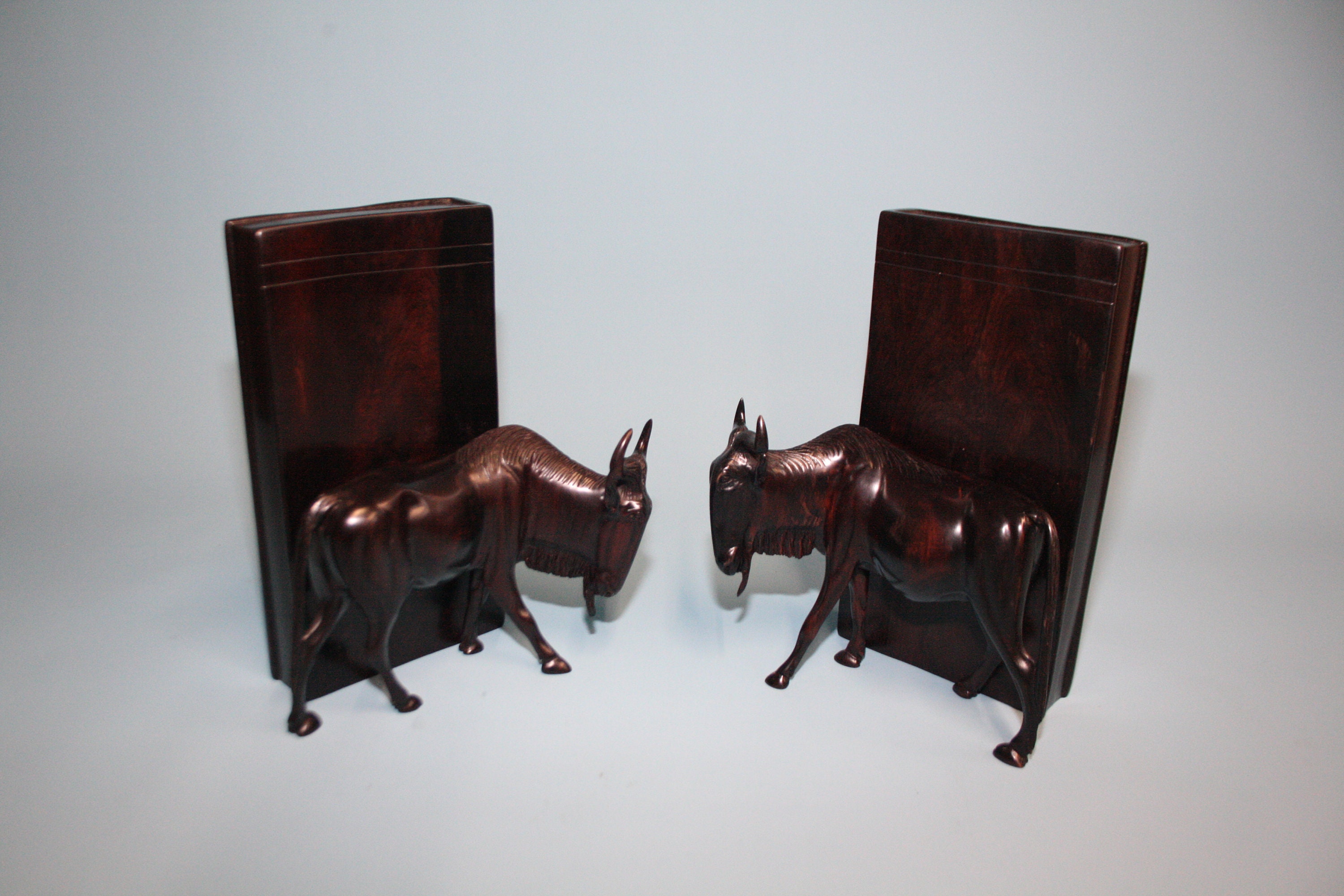 Mid 20th Century Pair of Wildebeest Book Ends - Etsy