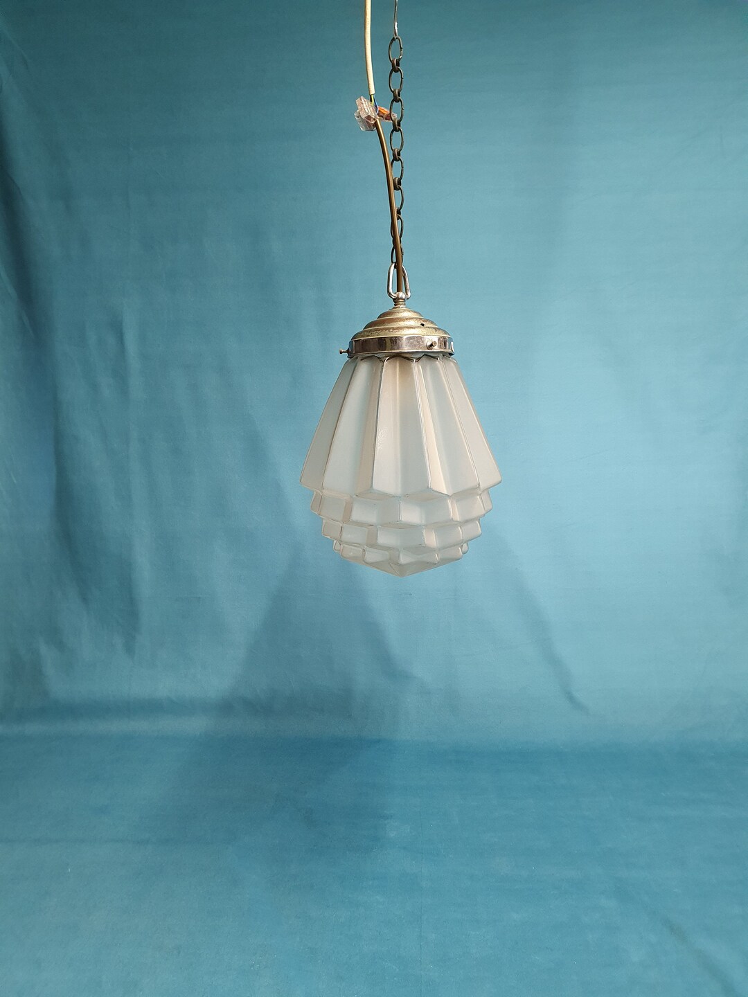 An Opaque Art Deco Pendant Light - Etsy
