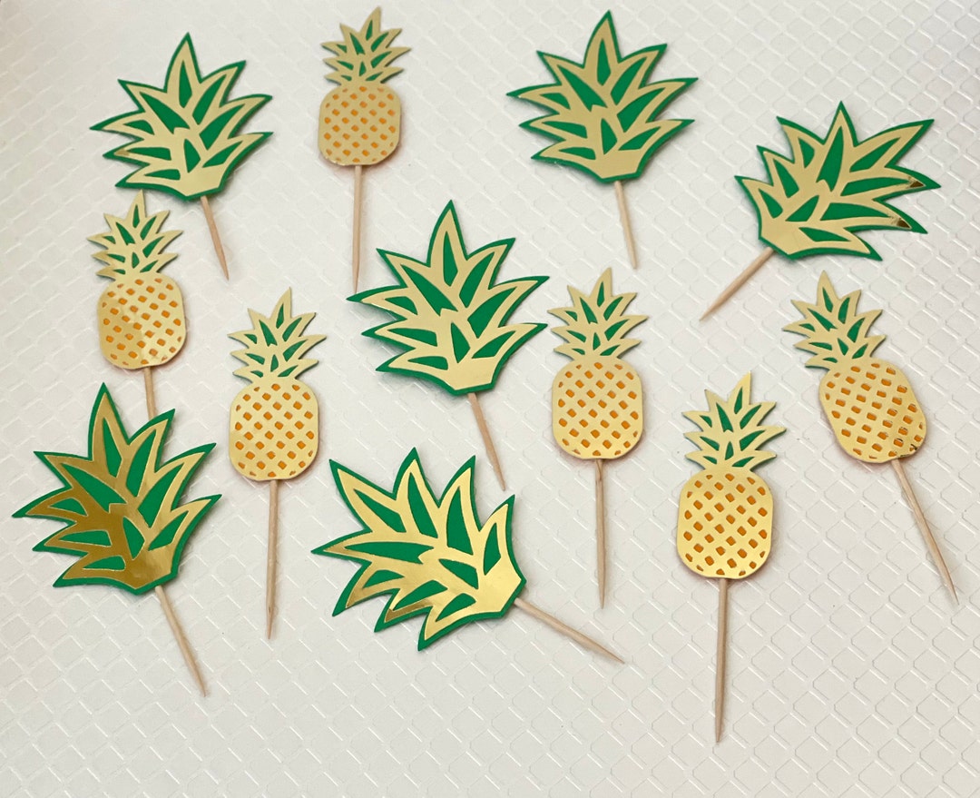 Pinapple Topper / Pineapple Party Decoration / Pinapple Cupcake Topper ...