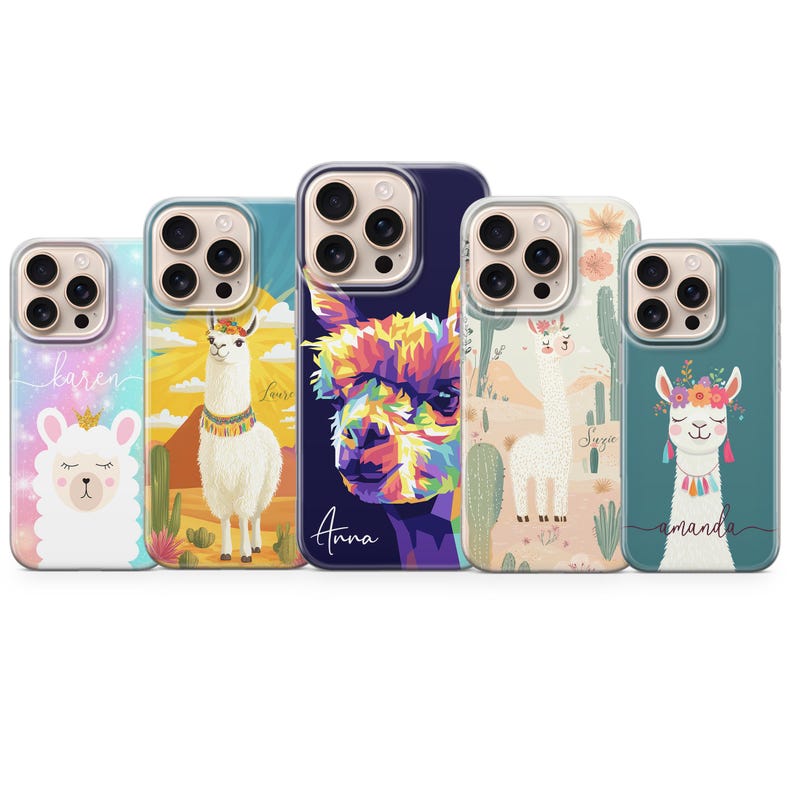Personalized Llama Phone Case Cute Alpaca Cover for iPhone 16 Pro Max ...