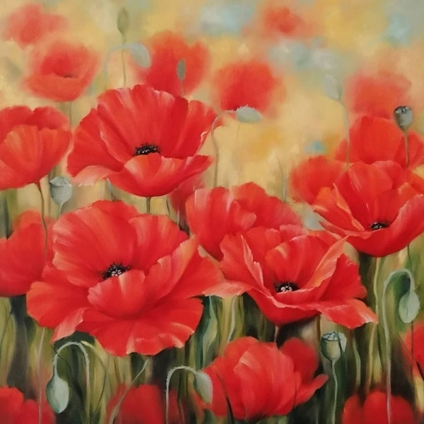 Red Poppy Painting - Etsy