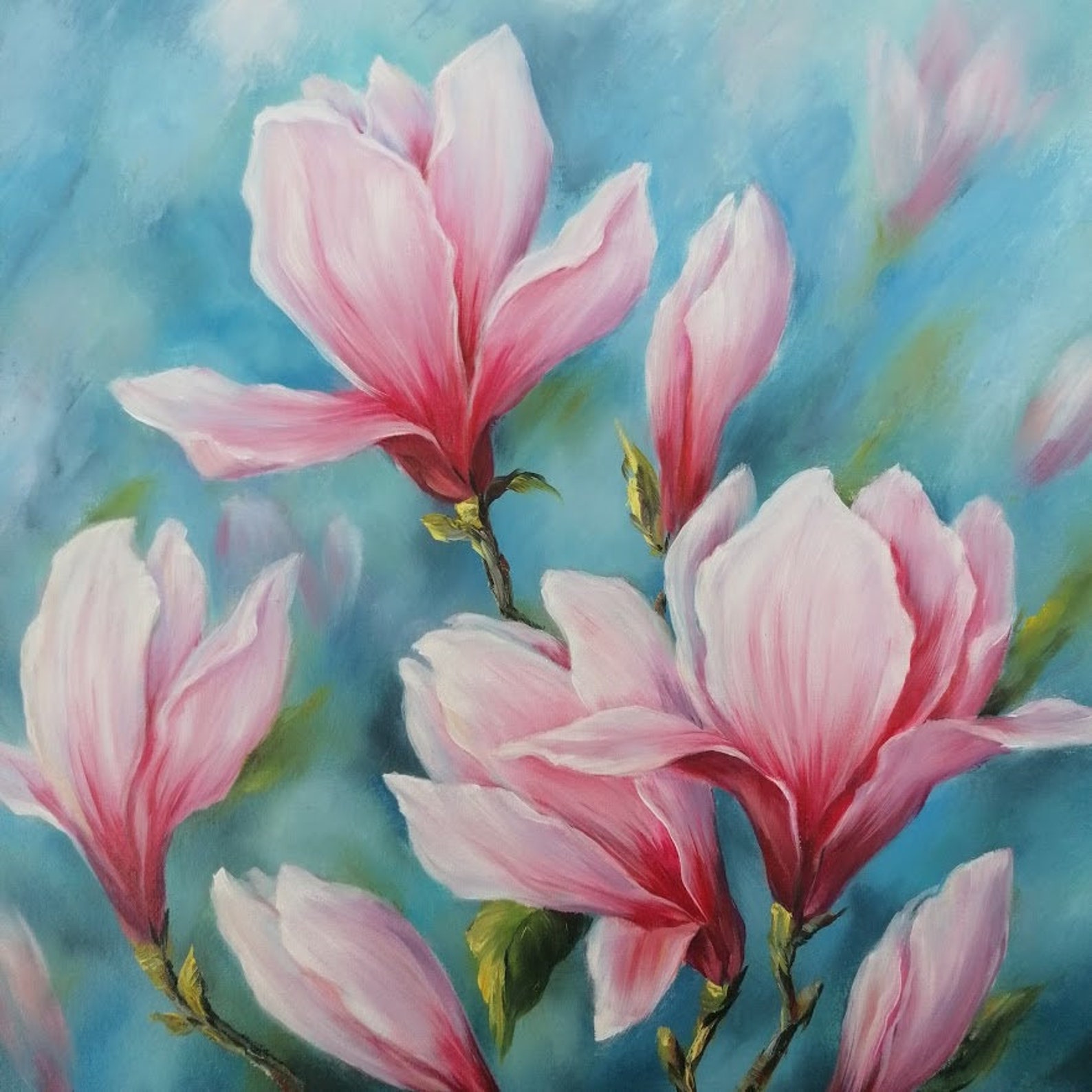 Magnolia Oil Painting on Canvas Original Blossom Painting Wall Art - Etsy
