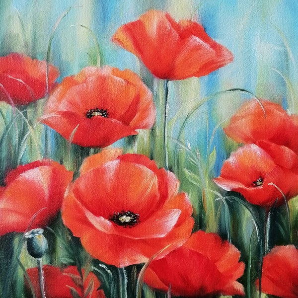 Red Poppy Painting - Etsy