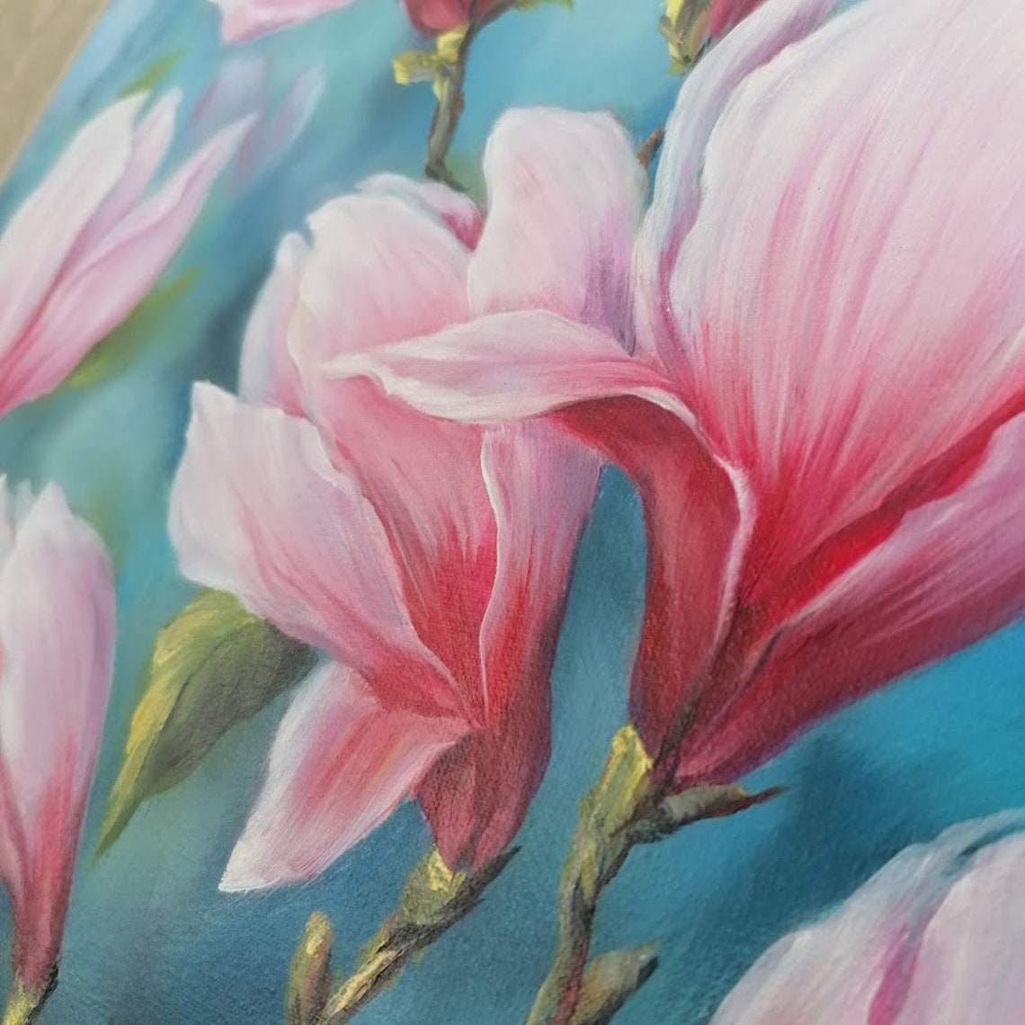 Magnolia Oil Painting on Canvas Original Blossom Painting Wall - Etsy