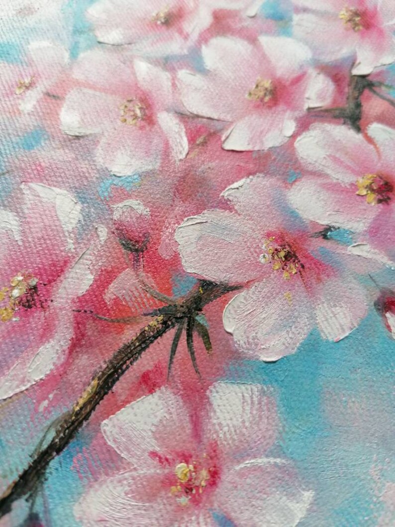 Cherry Blossom Painting Original Floral Oil on Canvas Spring Flowers ...