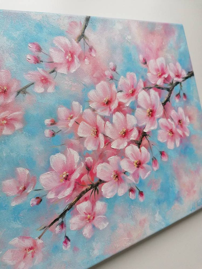 Cherry Blossom Painting Original Floral Oil on Canvas Spring Flowers ...