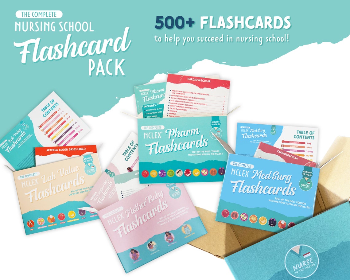 The Complete Nursing School Flashcard Pack - Etsy