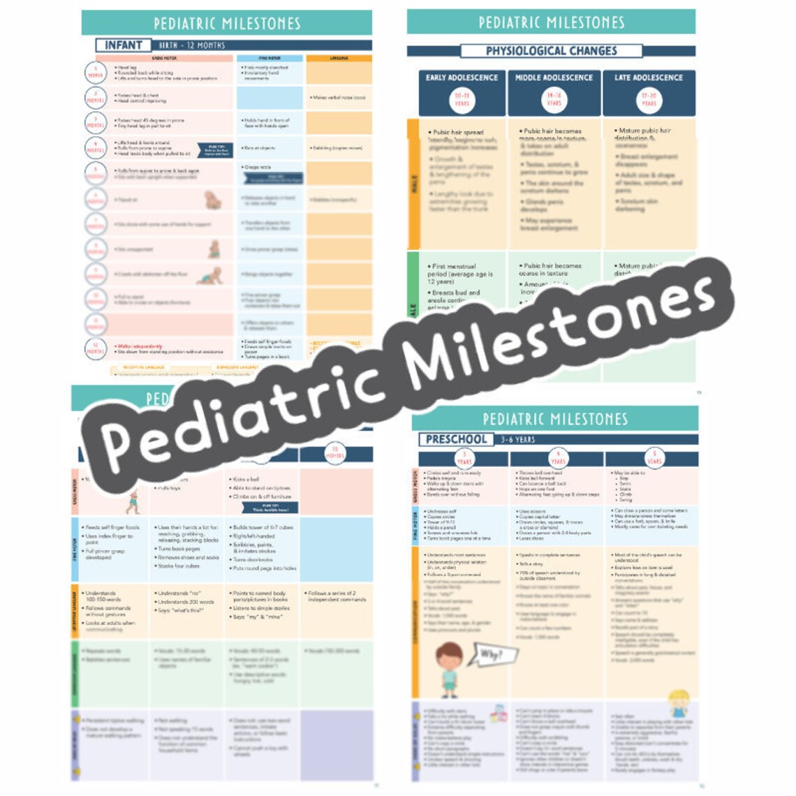 Pediatric Developmental Milestones / PEDS Nursing School | Etsy