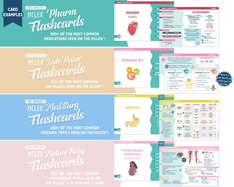 The Complete Nursing School Flashcard Pack - Etsy