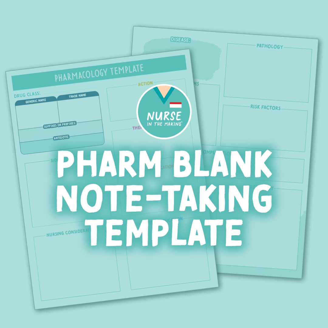 Note Taking Template | Pharmacology Drug Template | 2 Pages | 2023 ...