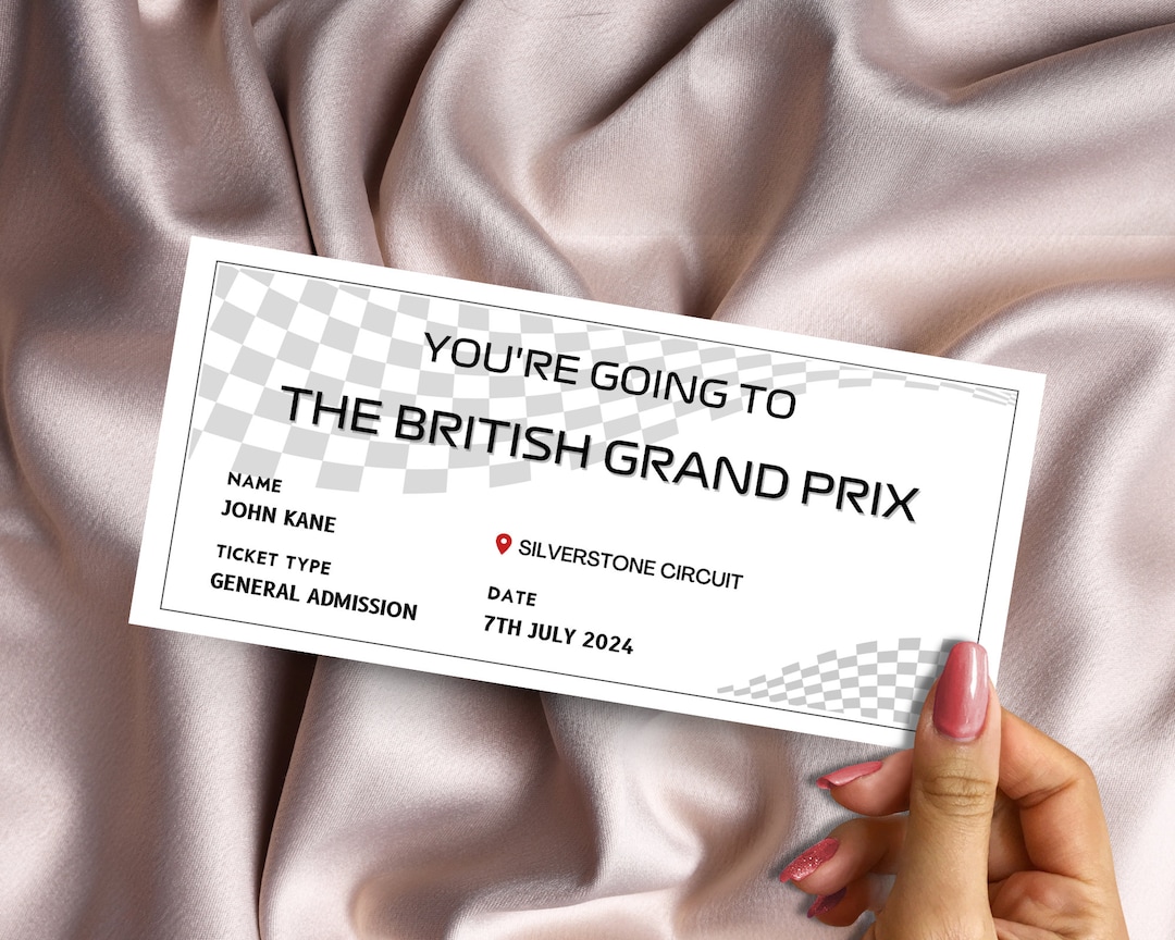 Personalised Formula 1 Ticket Personalised Event Ticket - Etsy