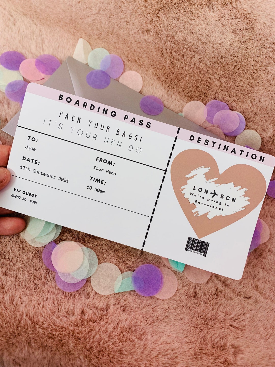 Hen Do Invite for Bride, Boarding Pass, Scratch Reveal Card, Hen Do ...
