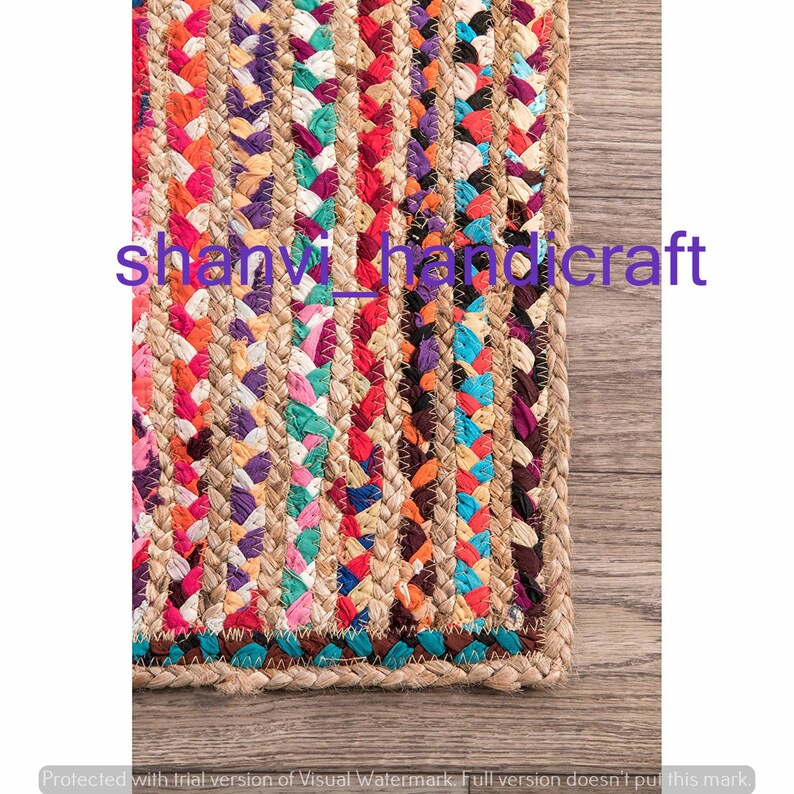 Natural Jute Cotton Indian Braided Rug Multi Color Floor Decor Rugs ...